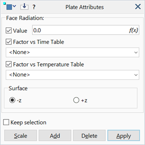 Plate Attributes: Face Radiation Coefficient